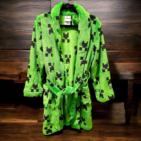 Pajamas | Boys Minecraft Green Creeper Plush Robe | Poshmark